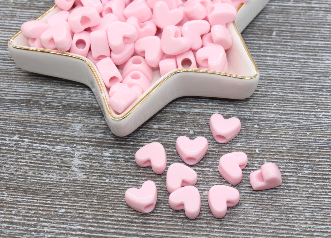Pink Heart Beads Acrylic Heart Beads Large Hole Beads - Etsy