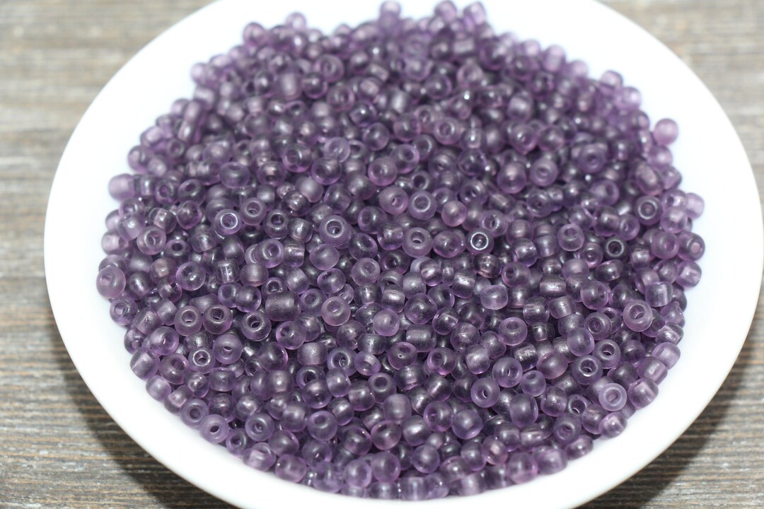 Matte Glass Seed Beads, 4mm 6/0 Glass Round Seed Beads, Matte Purple ...