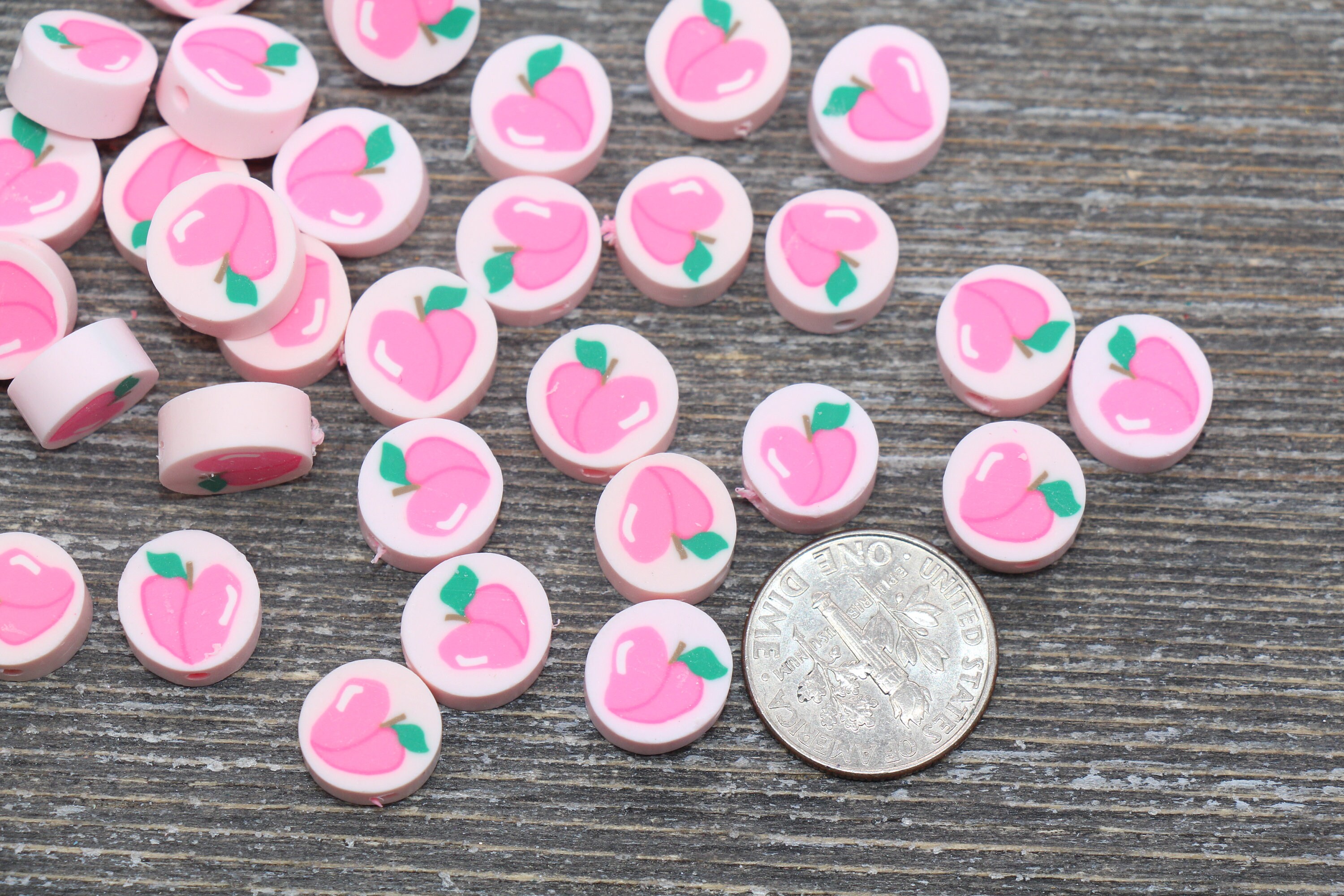 Peach Polymer Clay Beads Fruit Cane Beads Peach Clay Beads - Etsy
