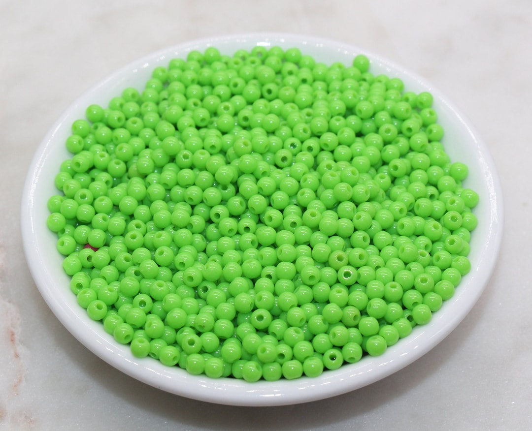 4mm Green Round Beads, Acrylic Gumball Beads, Green Round Spacer Beads ...