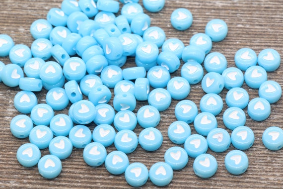Blue Heart Beads Acrylic Heart Beads Plastic Heart Beads | Etsy