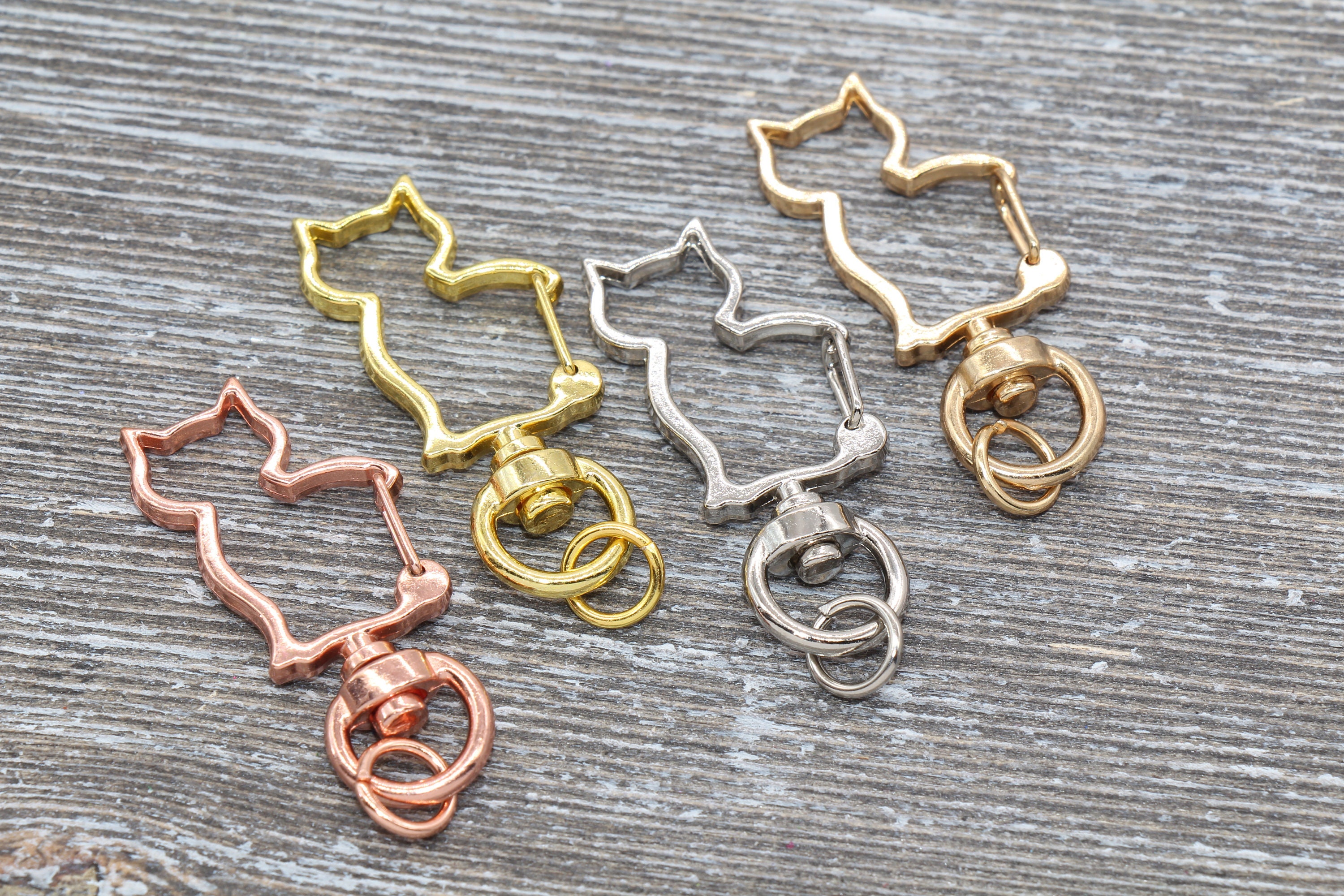 5 Cat Clasp Key Chain Cat Shape Swivel Clasp Key Rings Cat - Etsy