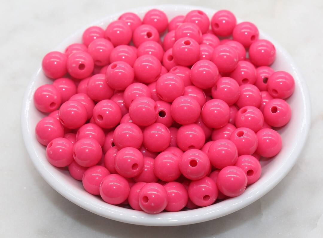 10mm Rose Pink Gumball Beads, Round Acrylic Loose Beads, Bubblegum ...