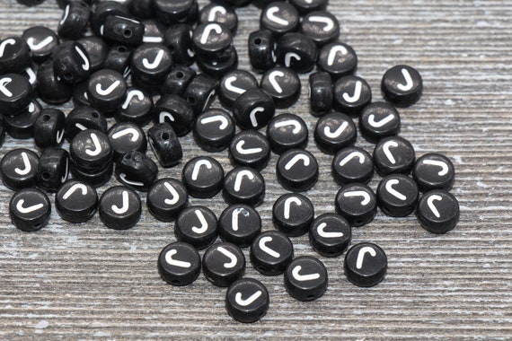 Letter J Alphabet Beads Black Alphabet Letter Beads Acrylic | Etsy