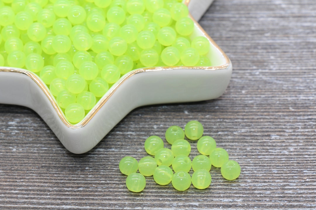 6mm Lime Green Translucent Gumball Beads, Round Acrylic Loose Beads ...