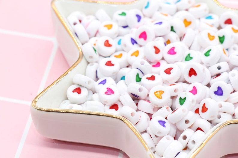 Assorted Heart Beads Mix Colors Acrylic Heart Beads - Etsy
