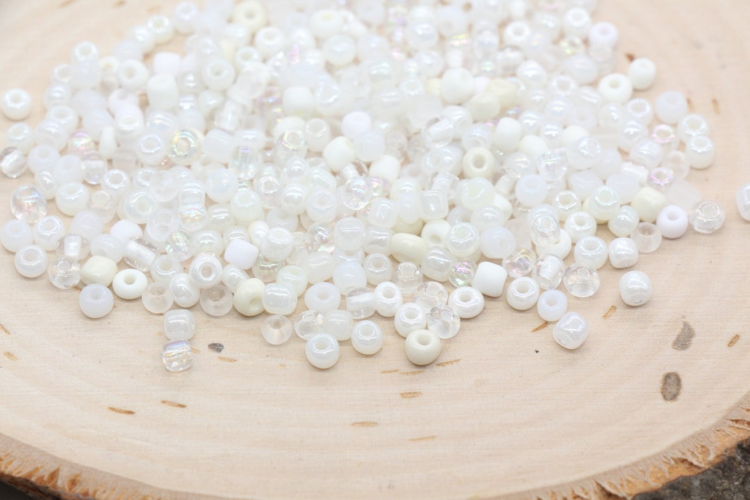 Mix White Glass Seed Beads, 4mm 6/0 Glass Seed Beads, Mix White Seed ...