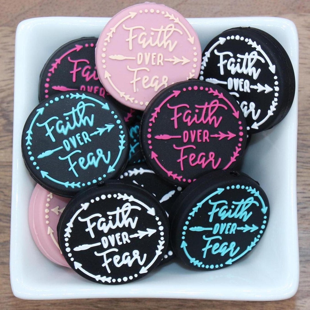 Faith Over Fear Focal Beads, Religious Silicone Beads #642 - Etsy