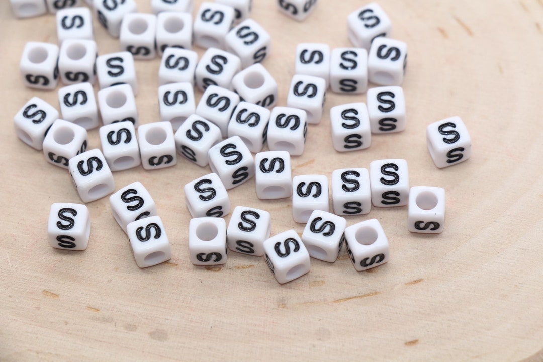 Cube Letter S Beads, Square Letter S Beads, Individual Letter Beads ...