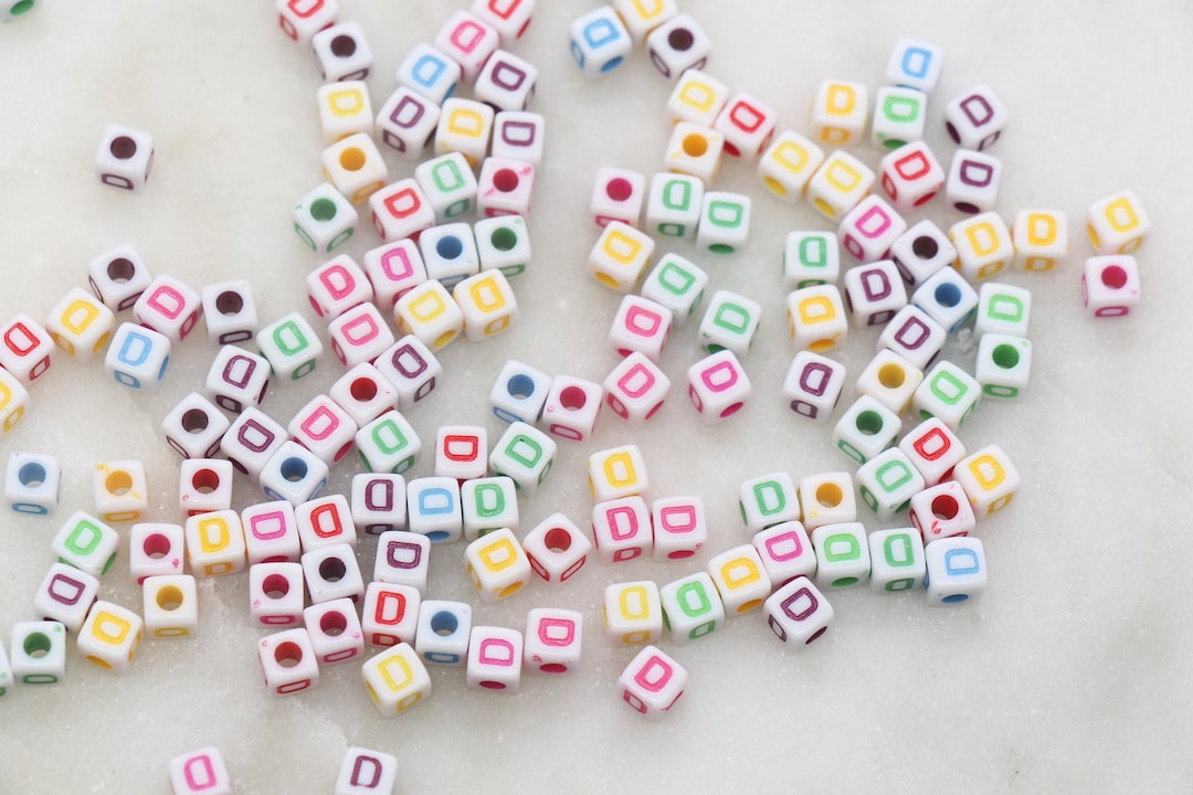 Letter D Cube Beads, Individual Letter Beads, Multicolored Cube ...
