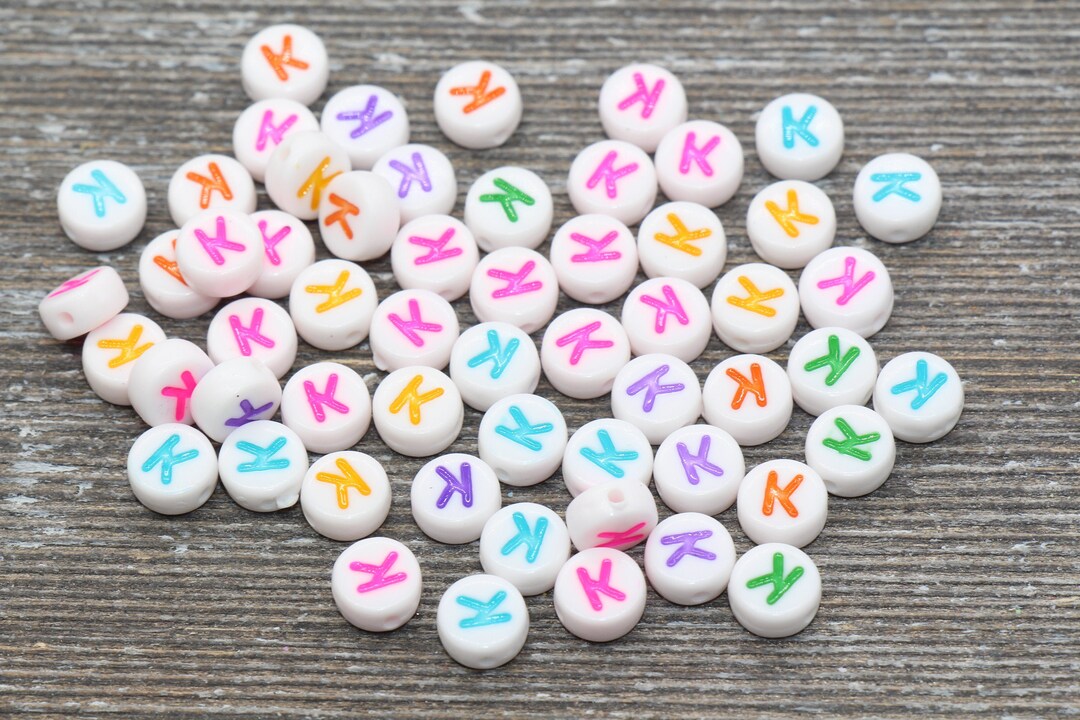 Letter K Alphabet Beads, Multicolored White Alphabet Letter Beads ...