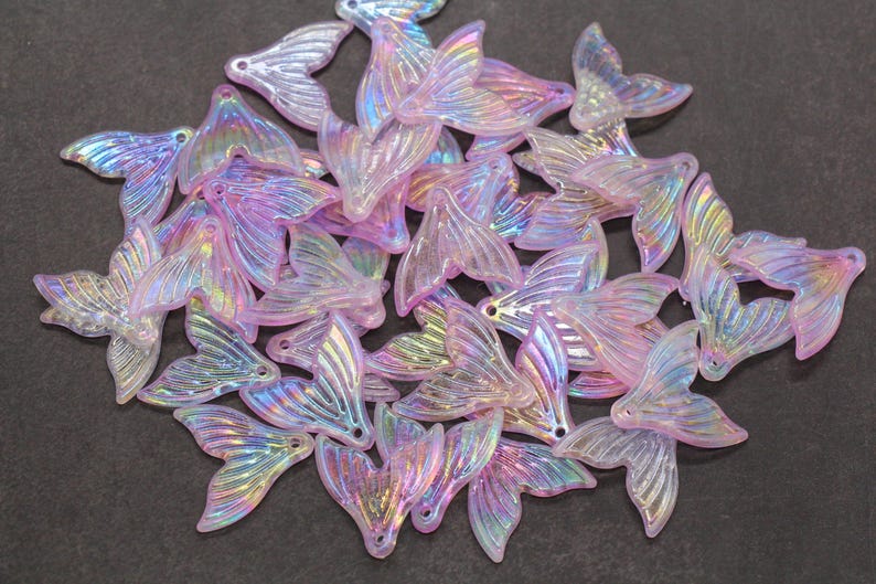 Mermaid Tail Beads, Iridescent AB Fish Tail Beads, Fantasy Jewelry ...