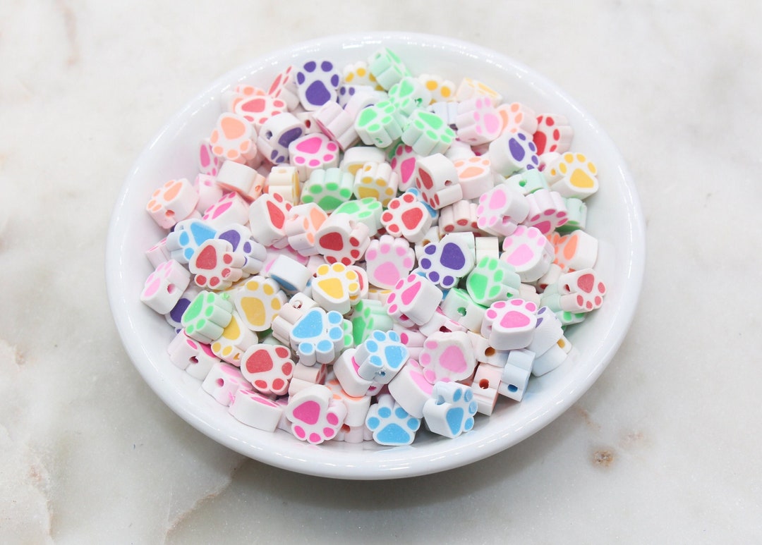 Paw Print Polymer Clay Beads, Dog Paw Beads, Paw Clay Beads, Dog Paw ...