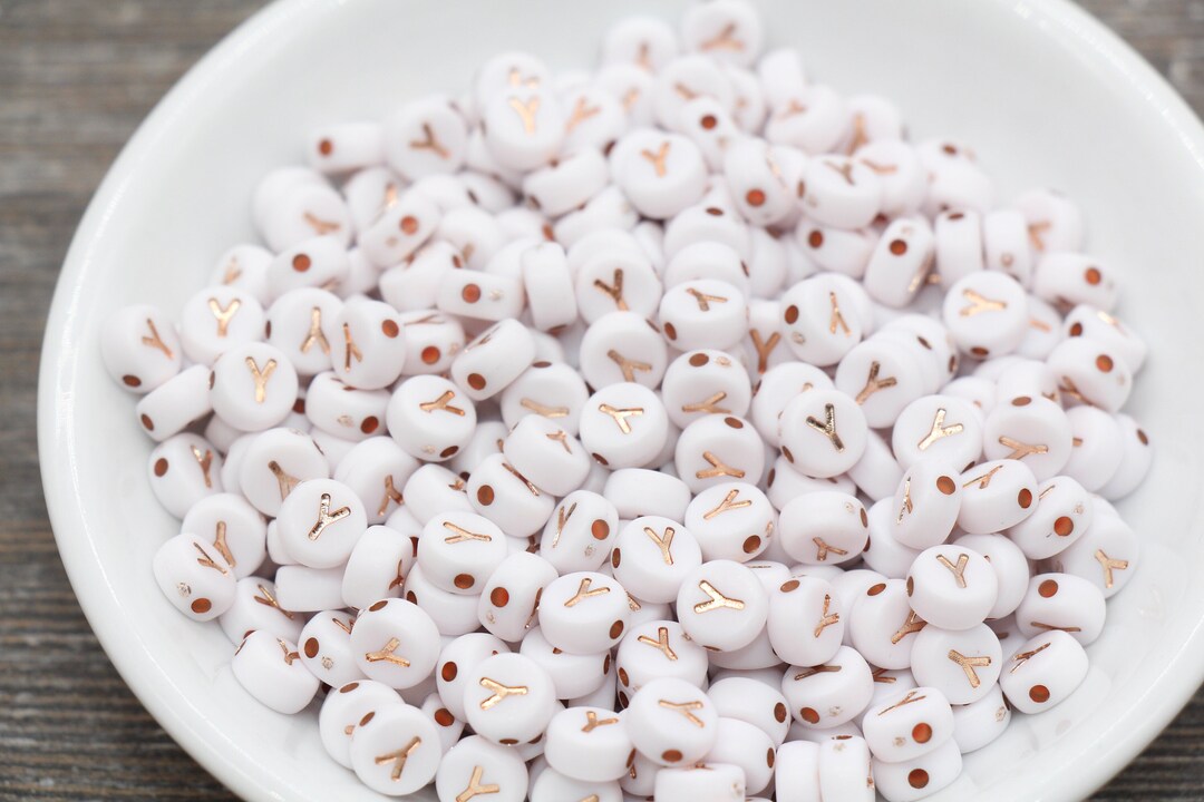 Letter Y Alphabet Beads, Rose Gold Letter Y Beads, Individual Letter Y ...