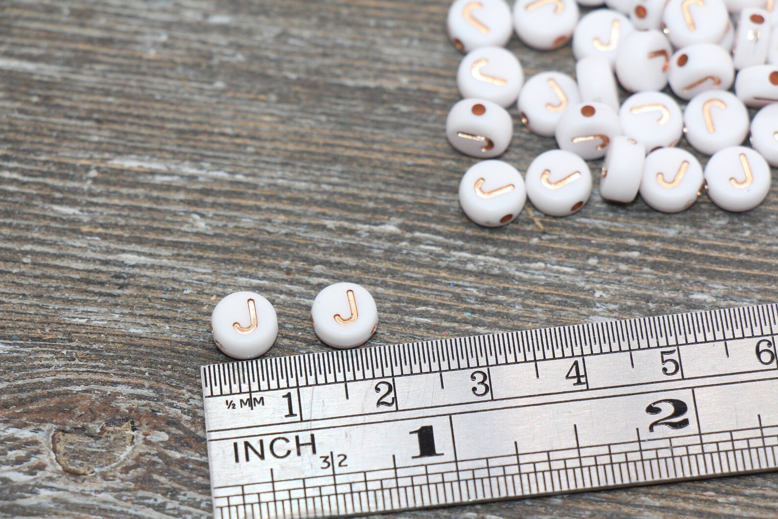 Letter J Alphabet Beads, Rose Gold Letter J Beads, Individual Letter J ...