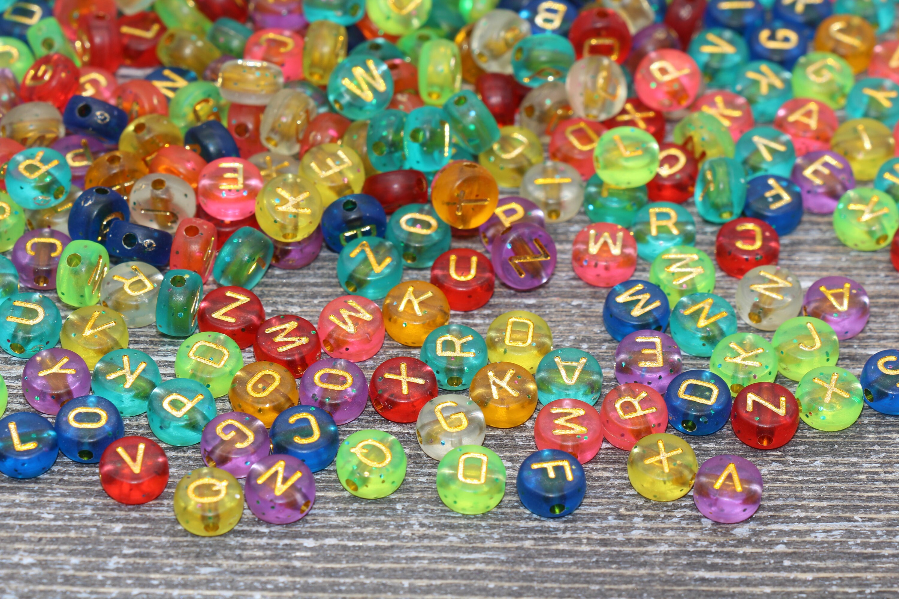 Multicolored Glitter Alphabet Letter Beads Glitter - Etsy