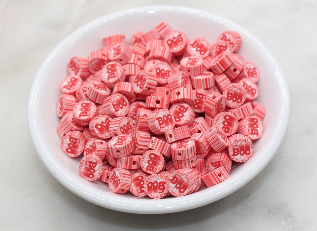 Boo Beads, Bloody Boo Clay Beads, Halloween Themed Clay Beads, Bracelet ...