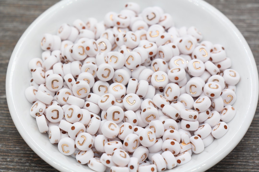 Letter C Alphabet Beads, Rose Gold Letter C Beads, Individual Letter C ...