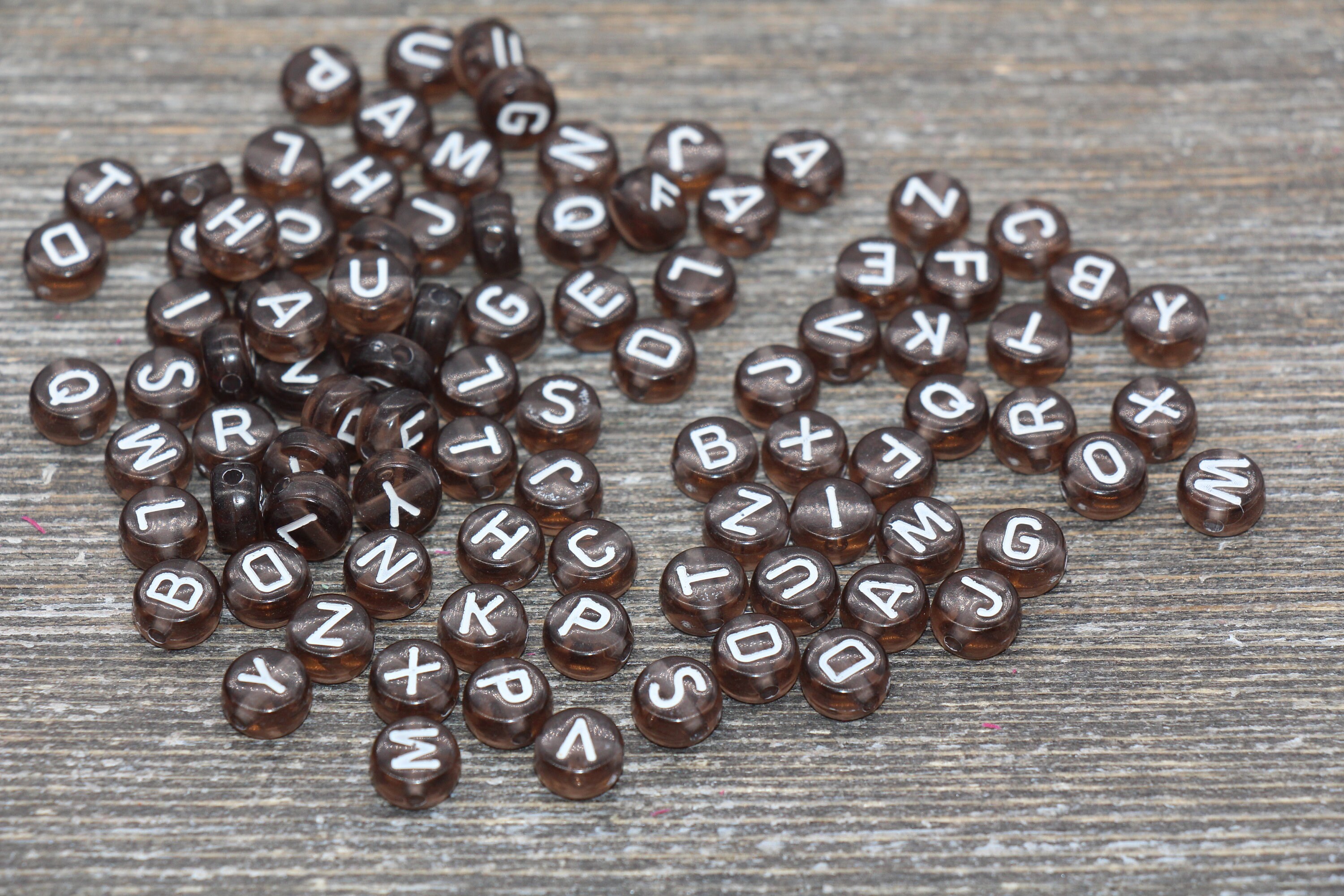 Transparent Brown Alphabet Letter Beads Acrylic Brown Letters | Etsy