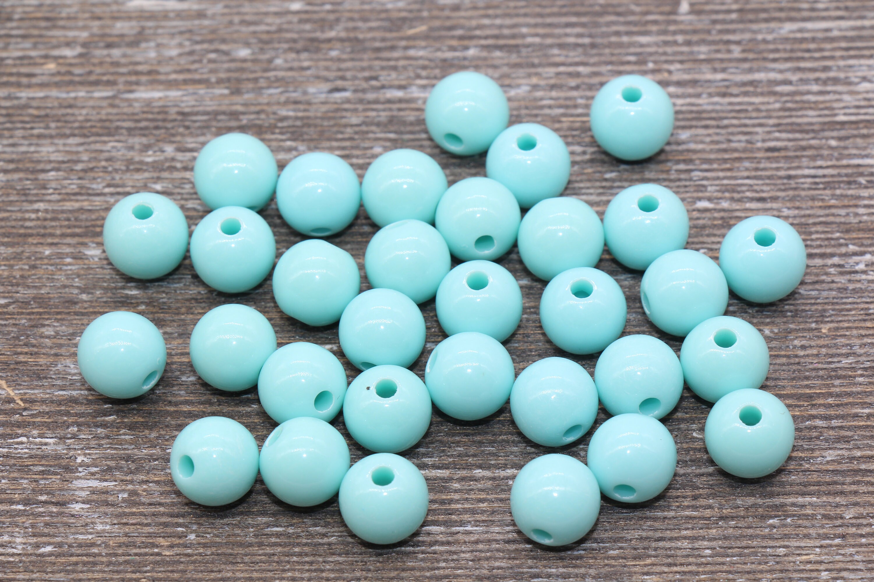 10mm Light Cyan Gumball Beads, Round Acrylic Loose Beads, Bubblegum ...