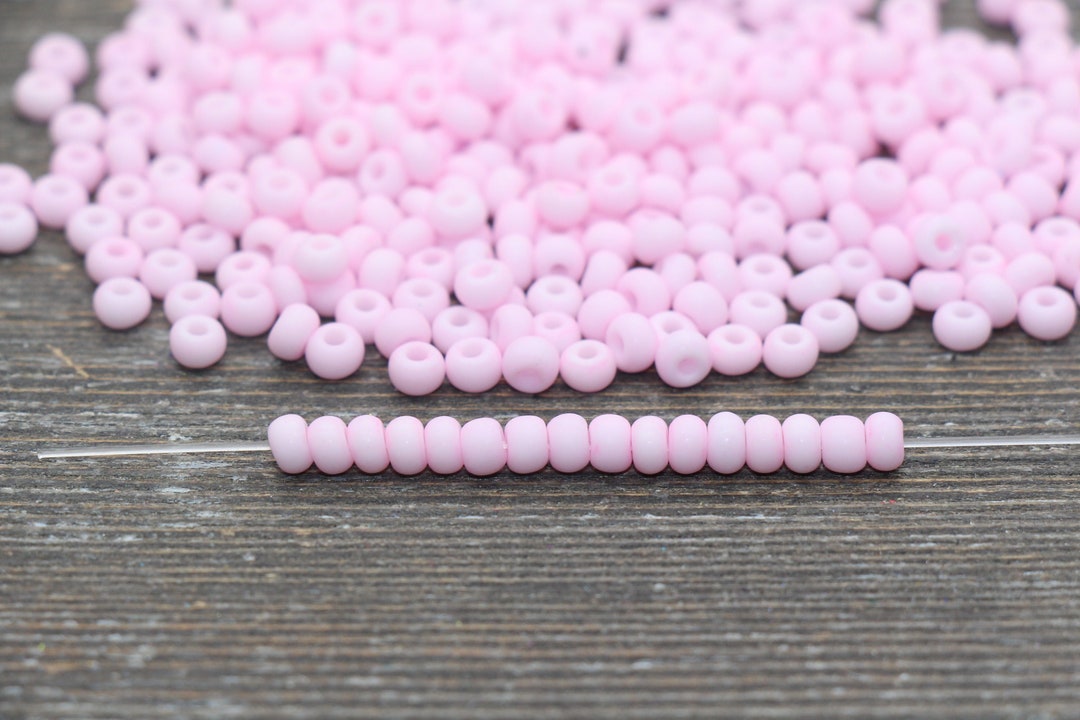 Matte Glass Seed Beads, 4mm 6/0 Glass Round Seed Beads, Pastel Pink ...