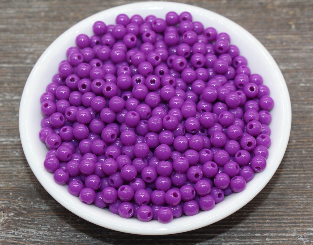 6mm Violet Purple Gumball Beads, Round Acrylic Purple Loose Beads ...