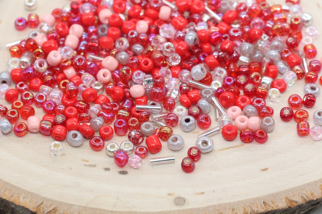 Mix Red Glass Seed Beads, 4mm 6/0 Glass Round Seed Beads, Mix ...