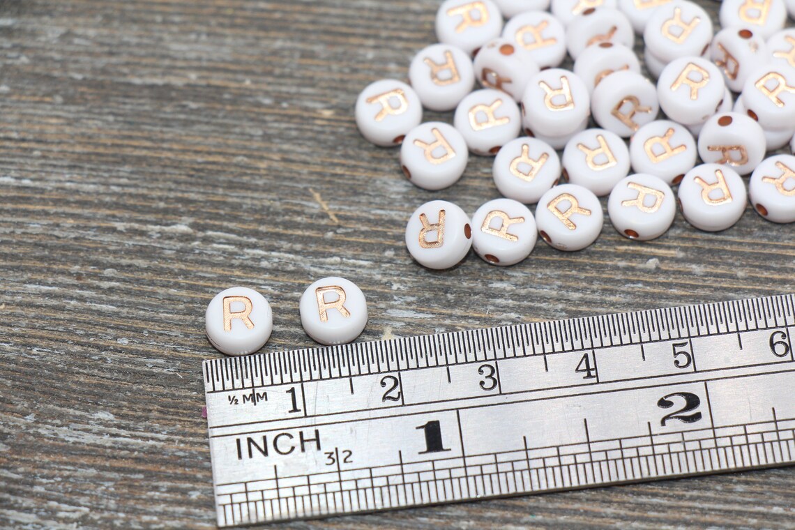 Letter R Alphabet Beads, Rose Gold Letter R Beads, Individual Letter R ...