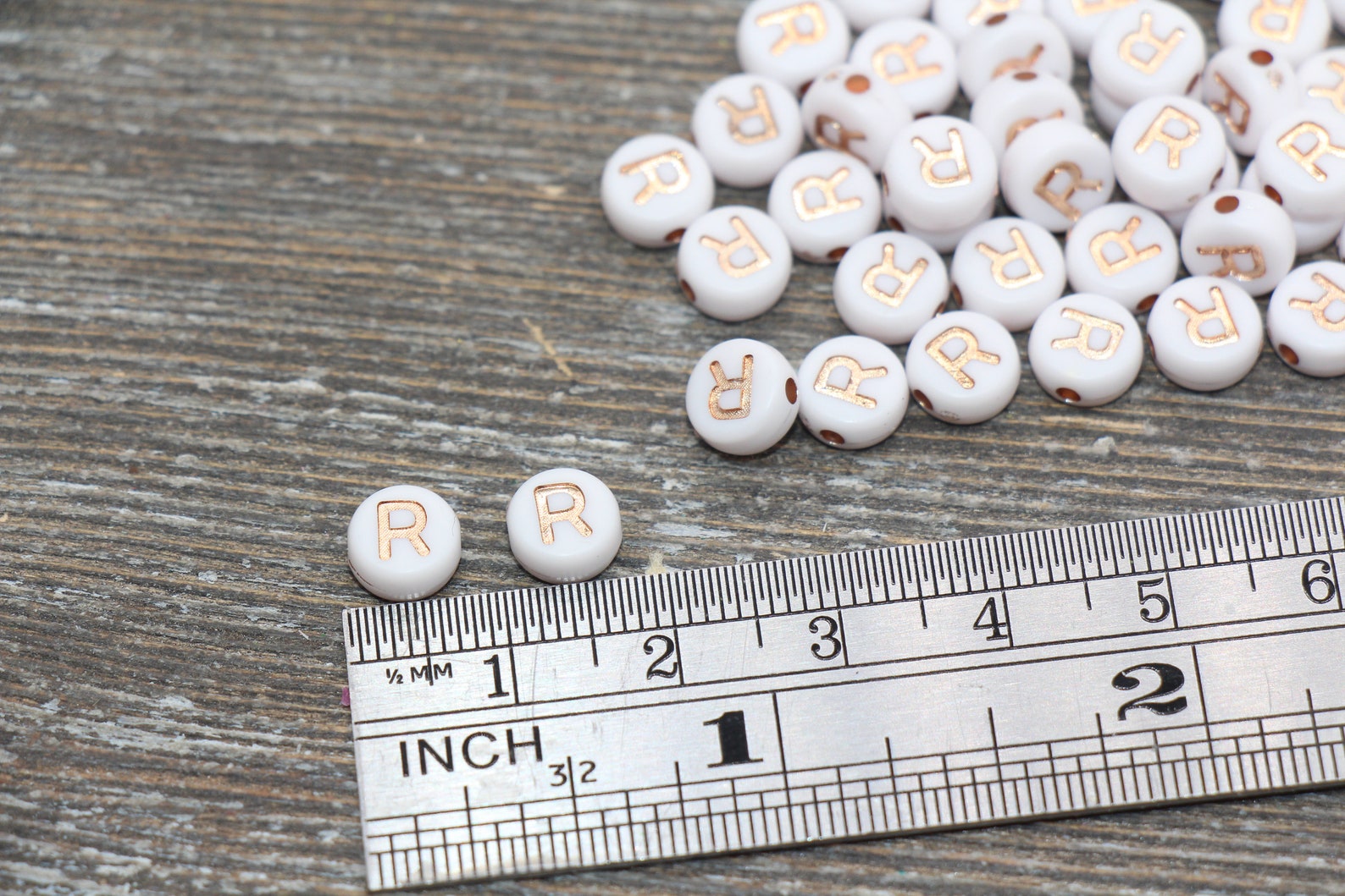 Letter R Alphabet Beads, Rose Gold Letter R Beads, Individual Letter R ...