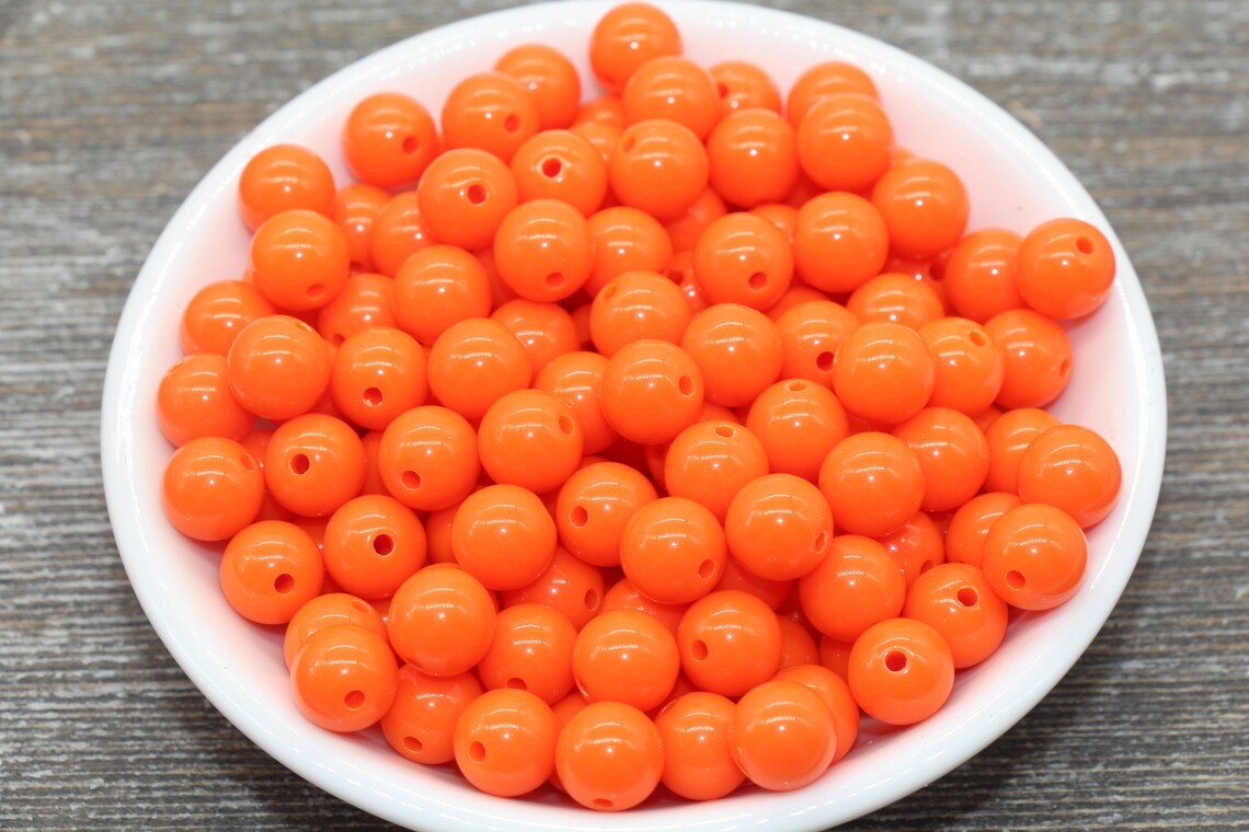 10mm Orange Gumball Beads Round Acrylic Loose Beads | Etsy