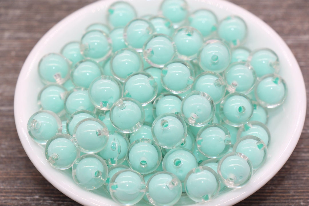 12mm Mint Green Round Beads, Mint Acrylic Round Gumball Beads ...