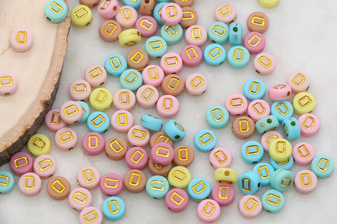 Letter D Round Beads, Individual Letter Beads, Multicolor Round ...
