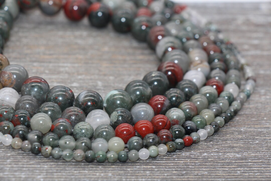 African Blood Stone Beads, Blood Stone Gemstones Round Beads, Jewelry ...