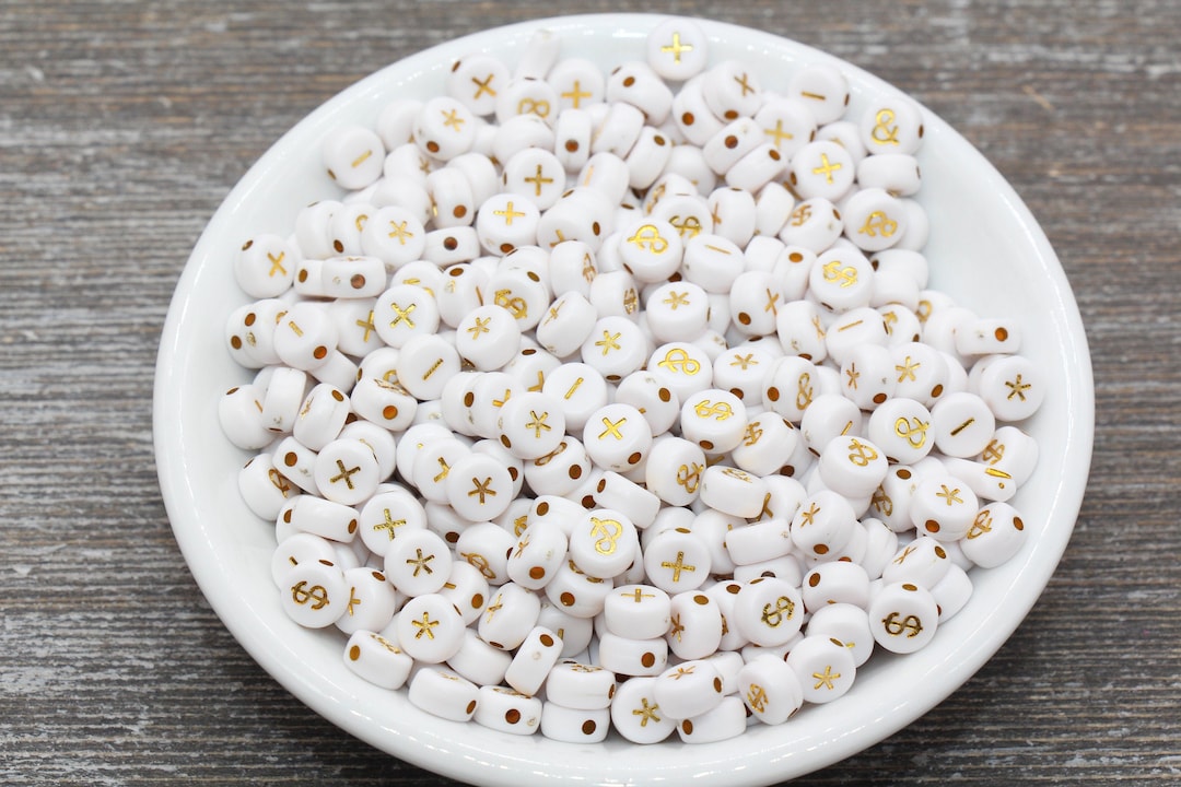 Ampersand, Asterisk, Plus, Minus, Dollar Sign Symbol Beads, Acrylic ...