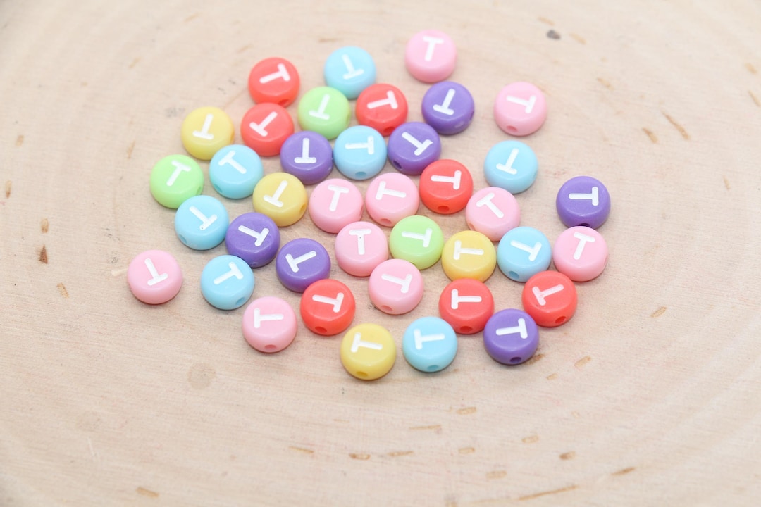 Letter T Beads, Pastel Mix Alphabet Letter Beads, Individual Letter ...