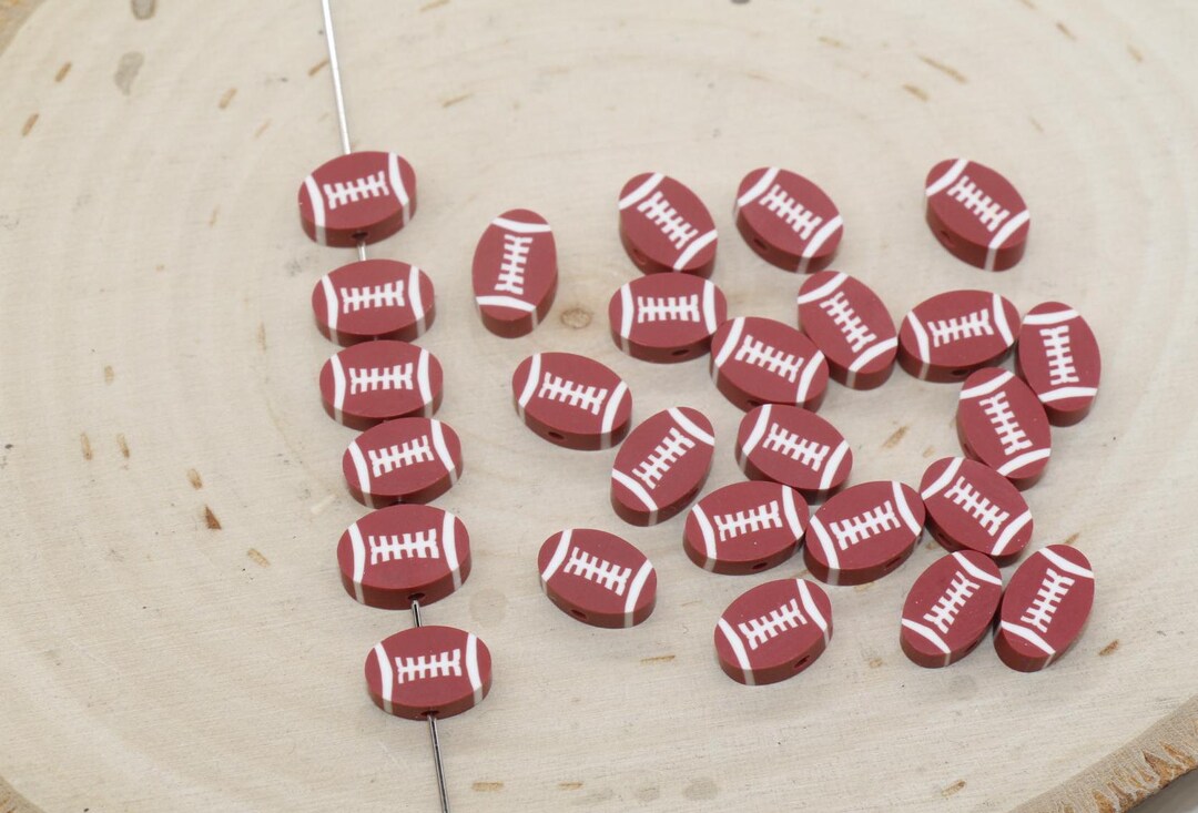 Football Polymer Clay Beads, Sport Themed Beads, Gift for Athletic ...