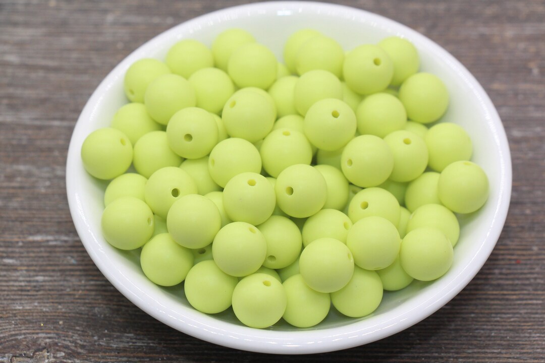 12mm Matte Lime Green Round Beads, Frosted Acrylic Round Gumball Beads ...