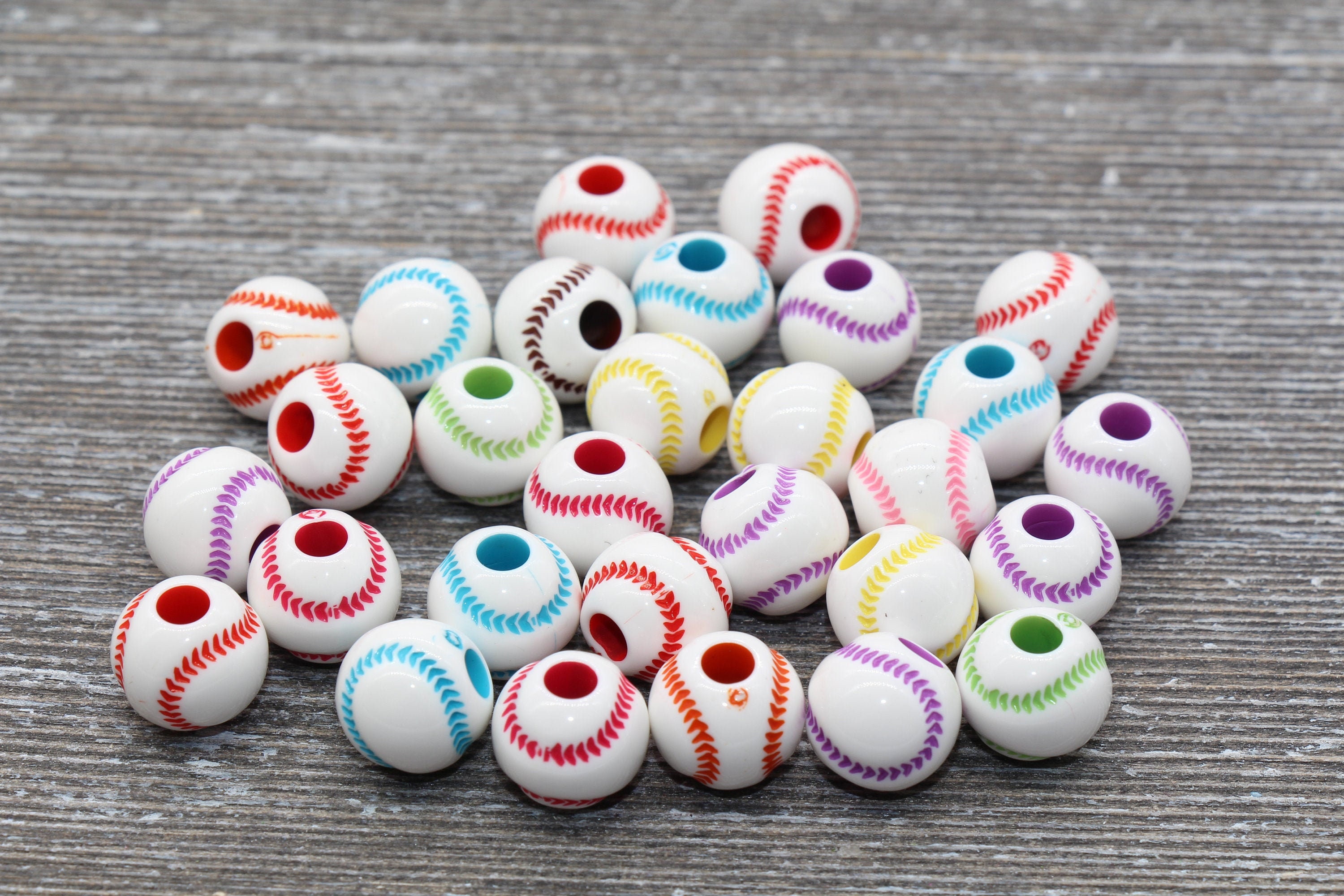 Baseball Beads Mix Colors Baseball Beads Assort Baseball - Etsy