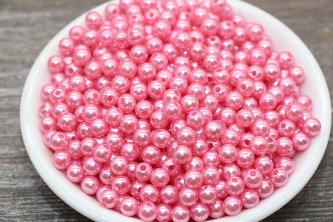 6mm Pink Faux Pearl Beads, Faux Pearl Gumball Beads, Imitation Pearl ...