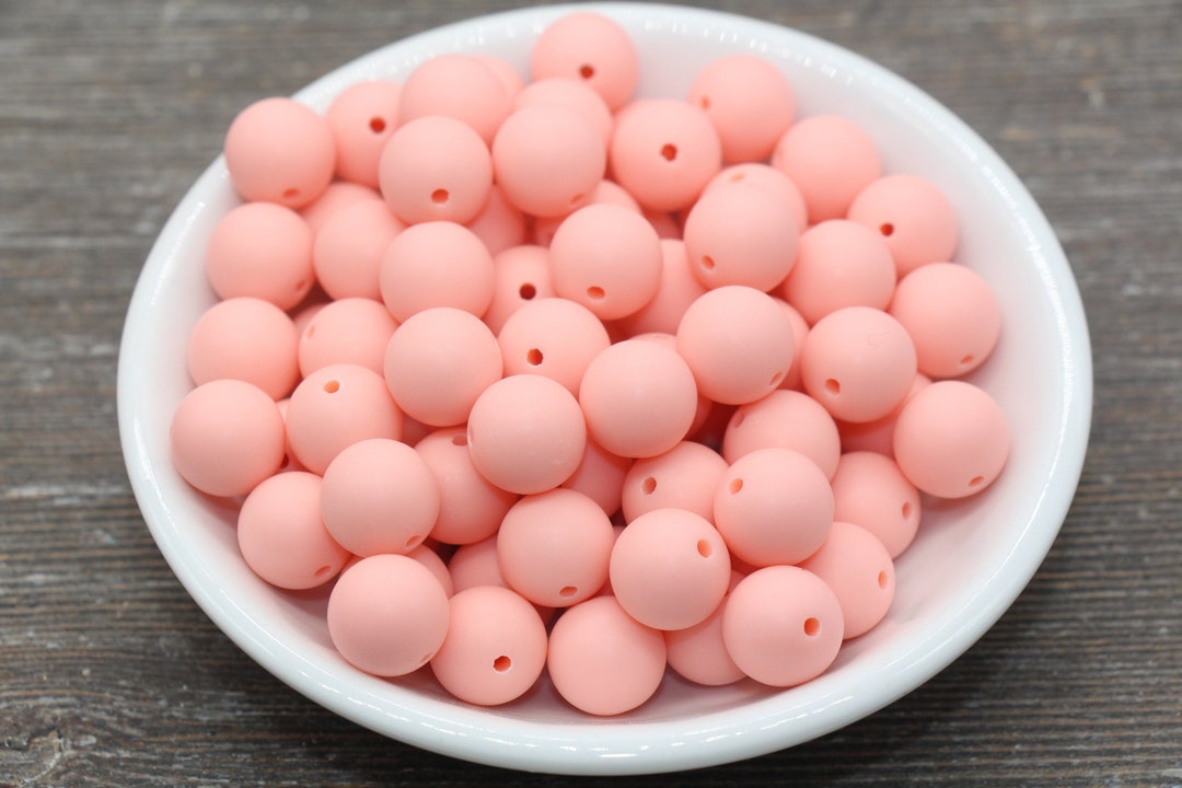 12mm Matte Peach Round Beads, Frosted Peach Acrylic Round Gumball Beads ...