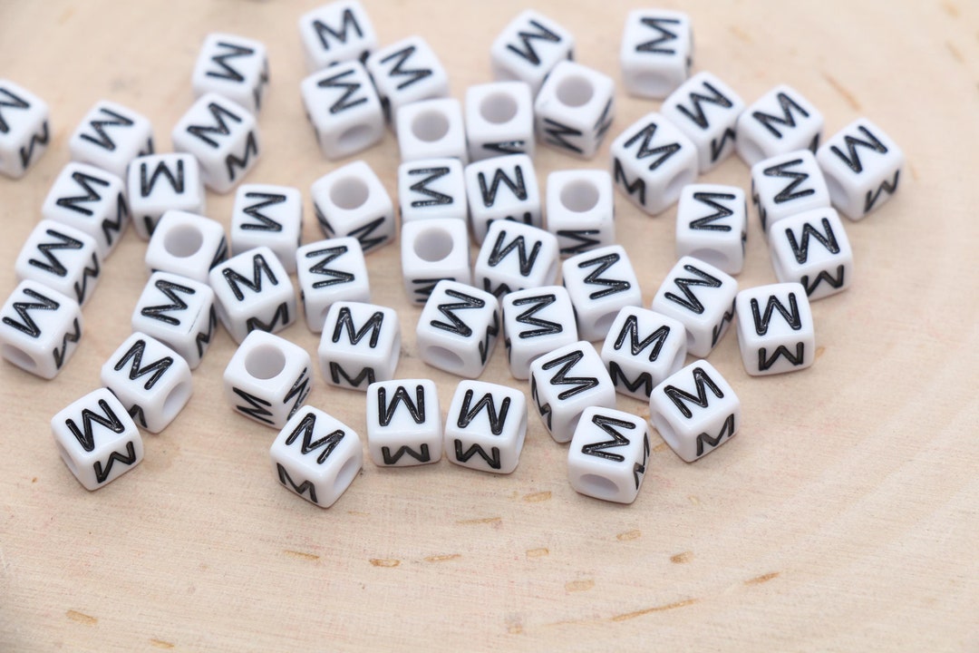 Cube Letter M Beads, Square Letter M Beads, Individual Letter Beads ...