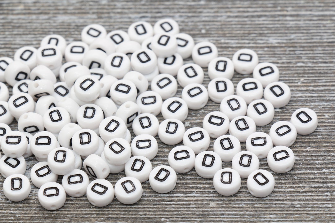 Letter D Alphabet Beads, White Alphabet Letter Beads, Acrylic White and ...