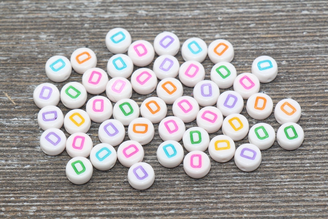 Letter D Alphabet Beads, Multicolored White Alphabet Letter Beads ...