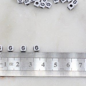 Letter G Cube Beads, White and Black Cube Alphabet Letter Beads, Black ...