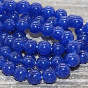 Royal Blue Jade Beads, Smooth Gemstone Round Loose Beads, Size 4mm 6mm ...