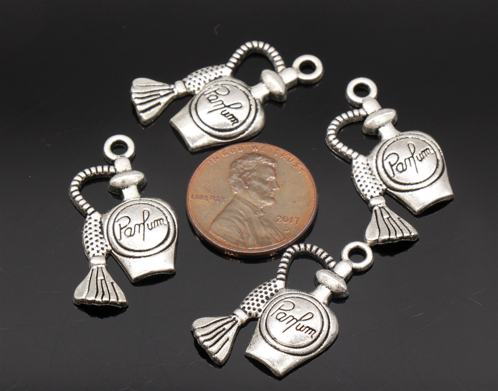 5 Pcs Perfume Bottle Charms Antique Silver Tone 24x14mm - Etsy