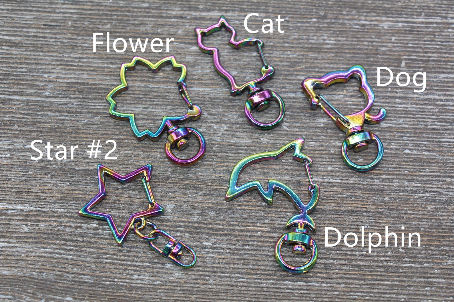 Rainbow Key Chain Metal Keychain Heart Moon Star Shell | Etsy