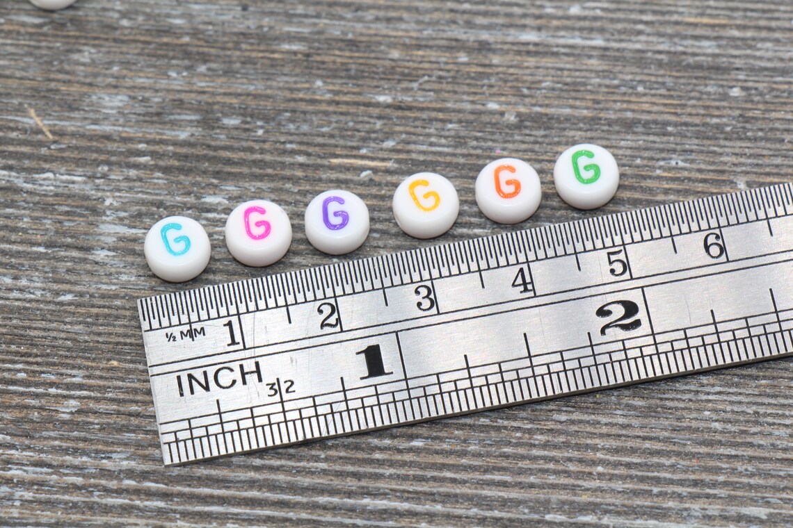 Letter G Alphabet Beads Multicolored White Alphabet Letter | Etsy