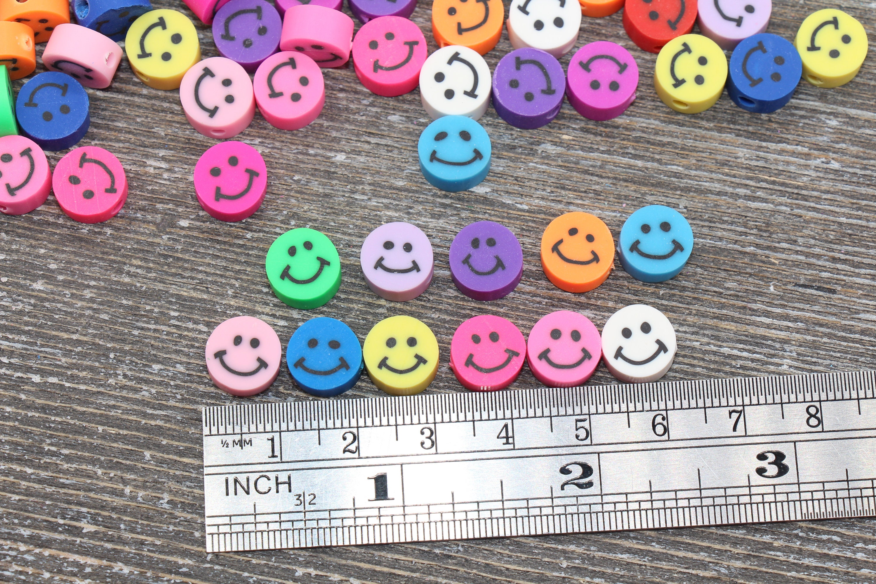 Smiley Face Polymer Clay Beads Multicolored Happy Face Emoji - Etsy