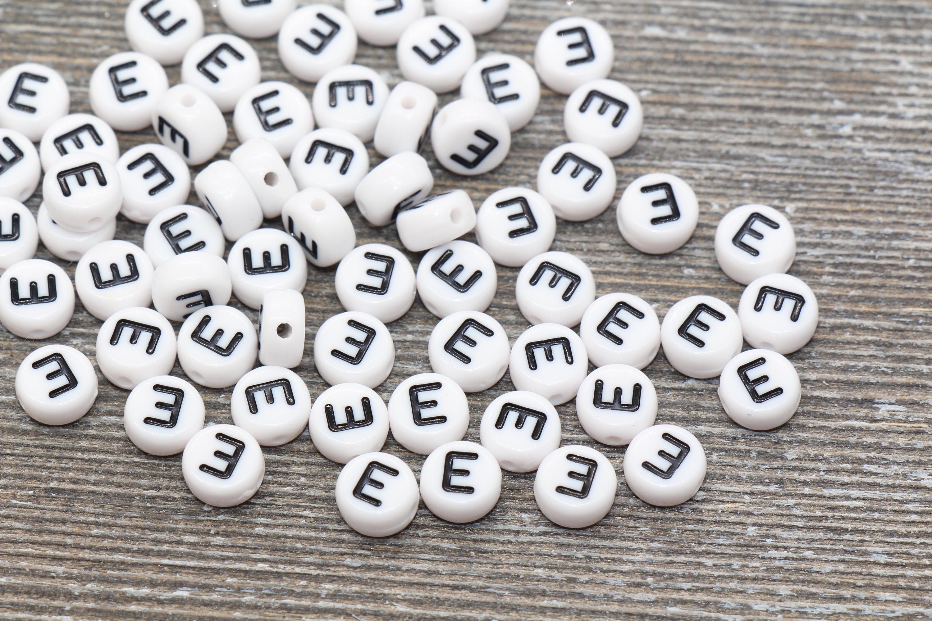 Letter E Alphabet Beads White Alphabet Letter Beads Acrylic - Etsy Canada